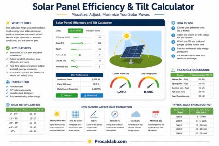 Solar Panel Efficiency and Tilt Calculator