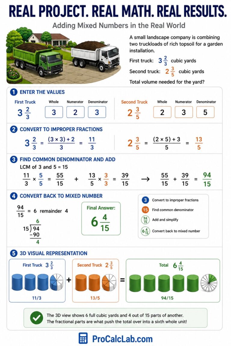 3D Fraction Addition Calculator